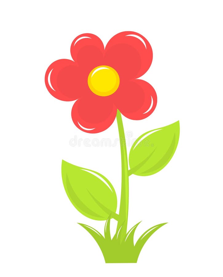 Red flower stock vector. Image of cartoon, bloom, nature - 30372346
