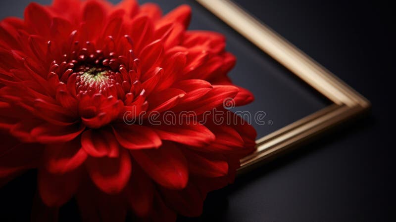 A Red Flower in a Frame on Black Background, AI Stock Illustration ...