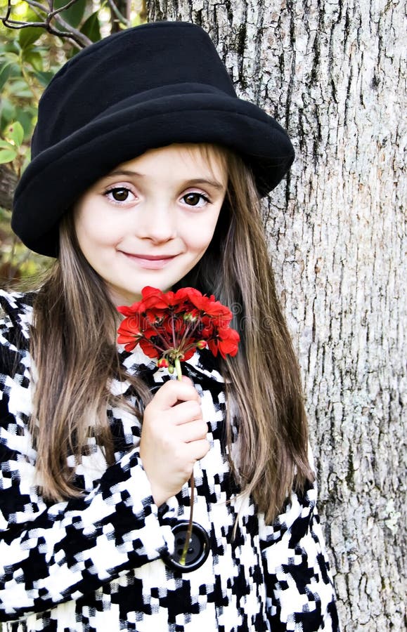 Red Flower Girl stock photo. Image of lifestyle, natural - 6927332