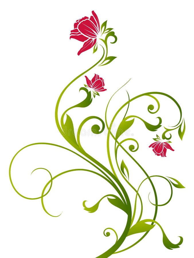 Red flower and vines stock illustration. Illustration of decor - 13136270