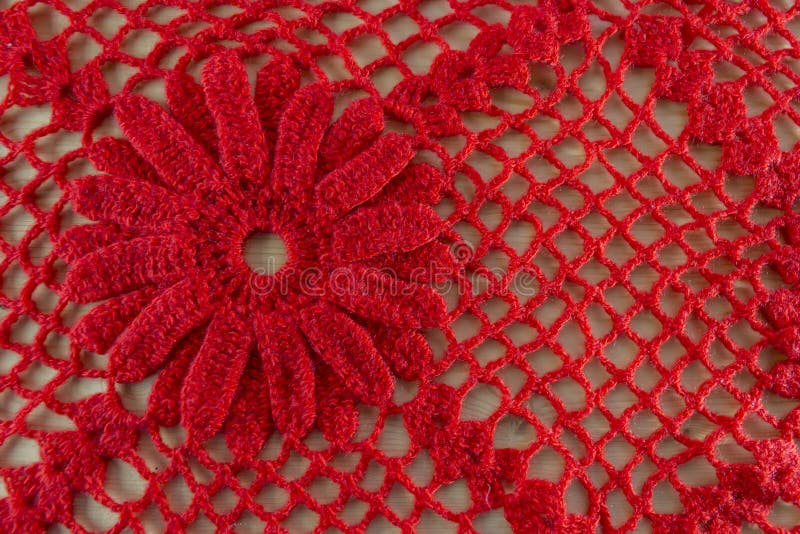 Red Flower Knitting Crochet. Knitting Background or Knitted Texture ...