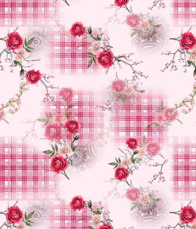 Red Flower and Red Line Design Pattern Stock Photo - Image of sketch ...