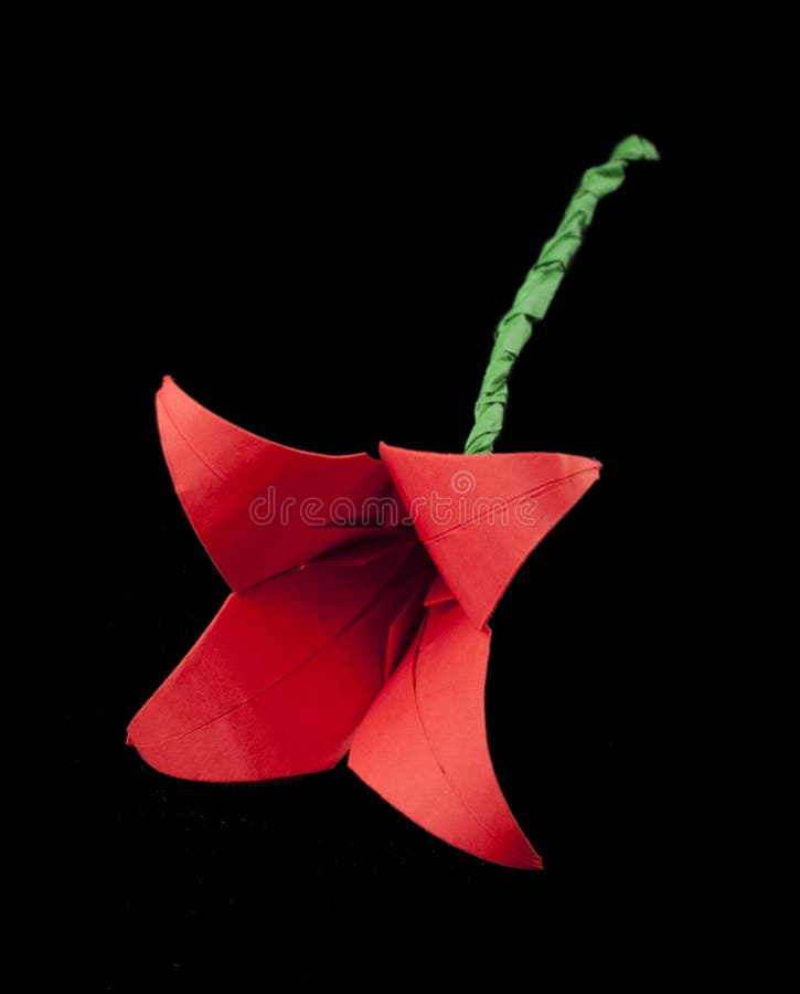Origami Red Flower White Isolated. Stock Photo - Image of paper, leaf ...