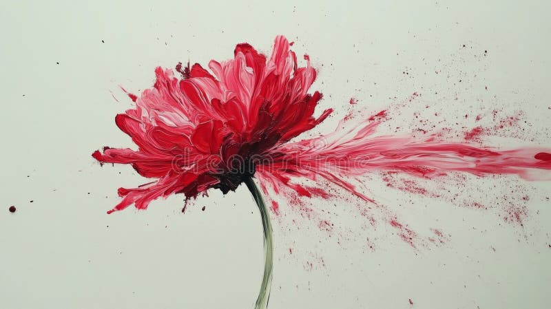 Red Flower Paint Splash Abstract Artistic Design Stock Illustration ...