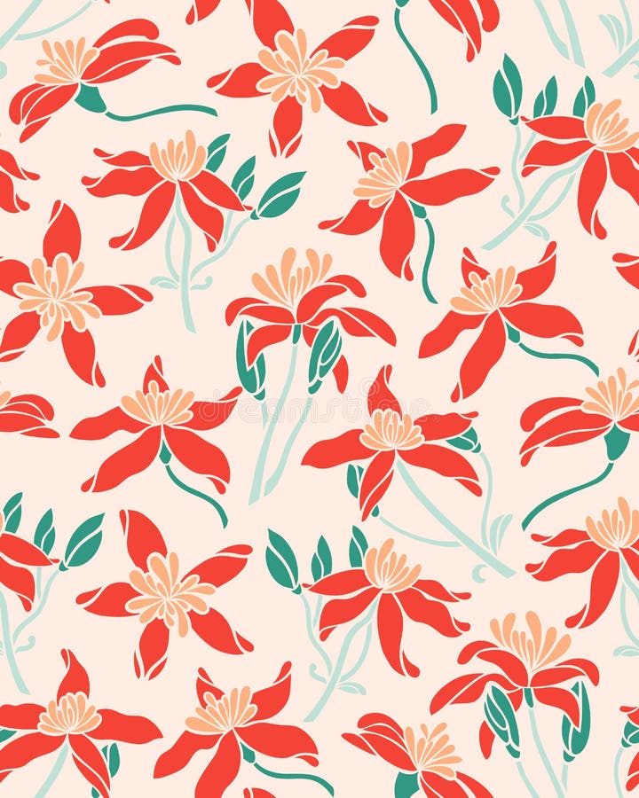 Red flower pattern stock vector. Illustration of graphic - 162498581