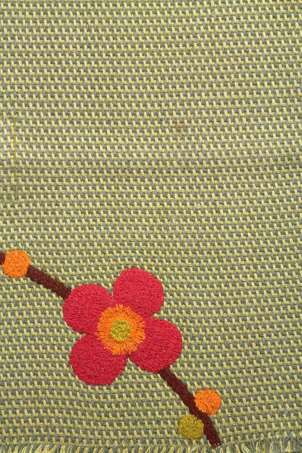 Red Flower Pattern on Chinese Fabric Stock Photo - Image of decorative ...