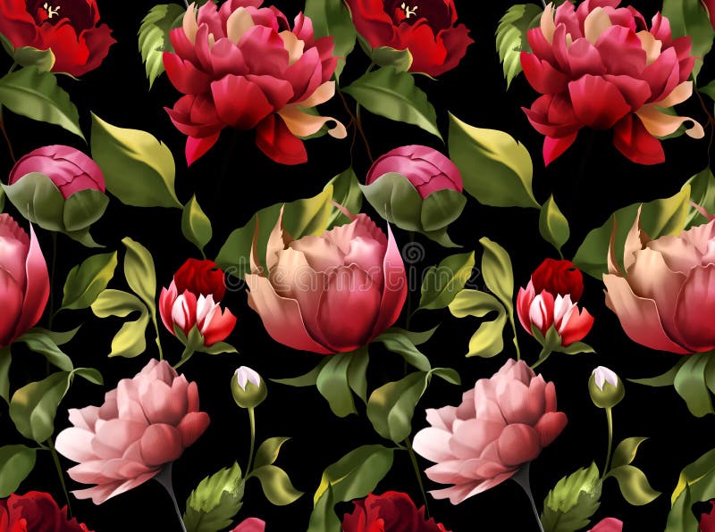 Red flower pattern stock illustration. Illustration of blossom - 286685904