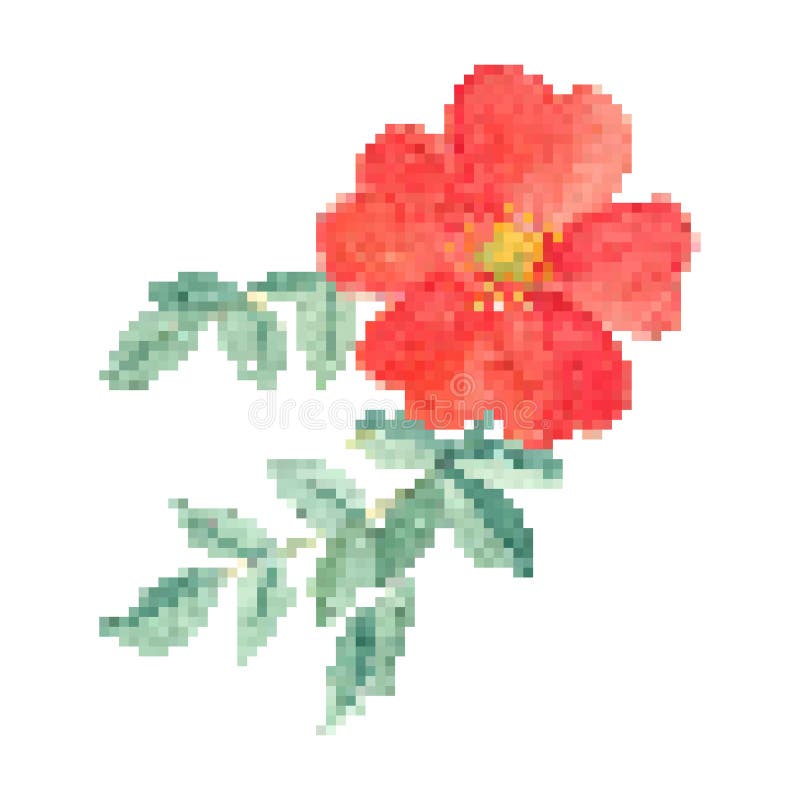 Flower pixel art stock vector. Illustration of nature - 43467884