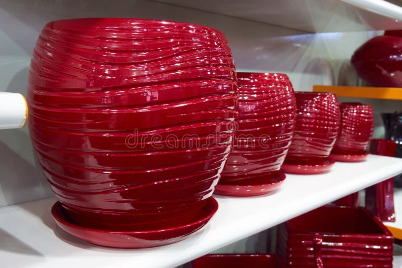 Red flower pots stock photo. Image of horticulture, decoration - 59586686