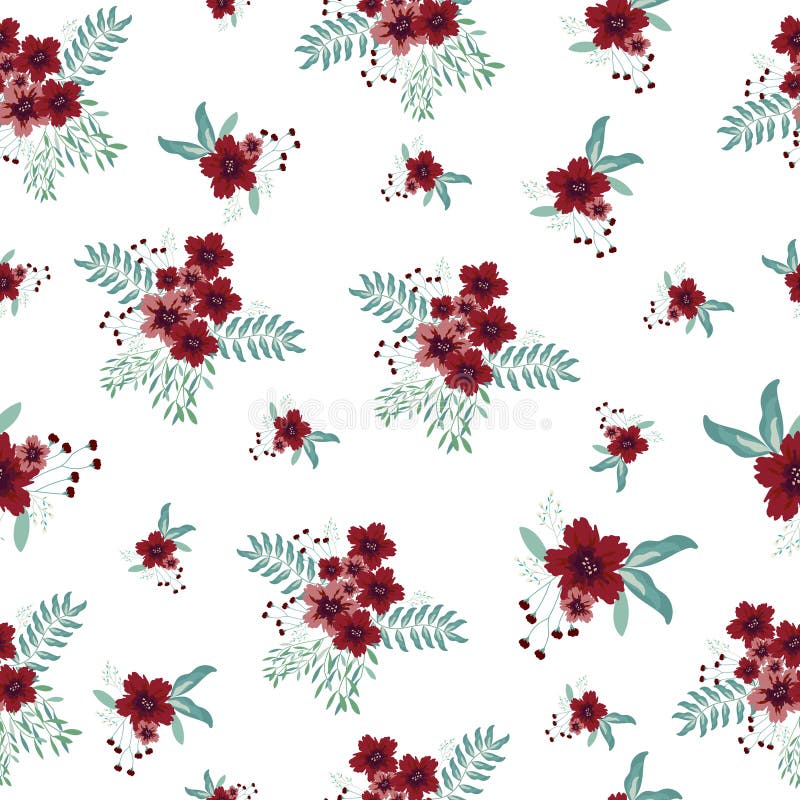 Red Flower Seamless Pattern Stock Illustration - Illustration of ...