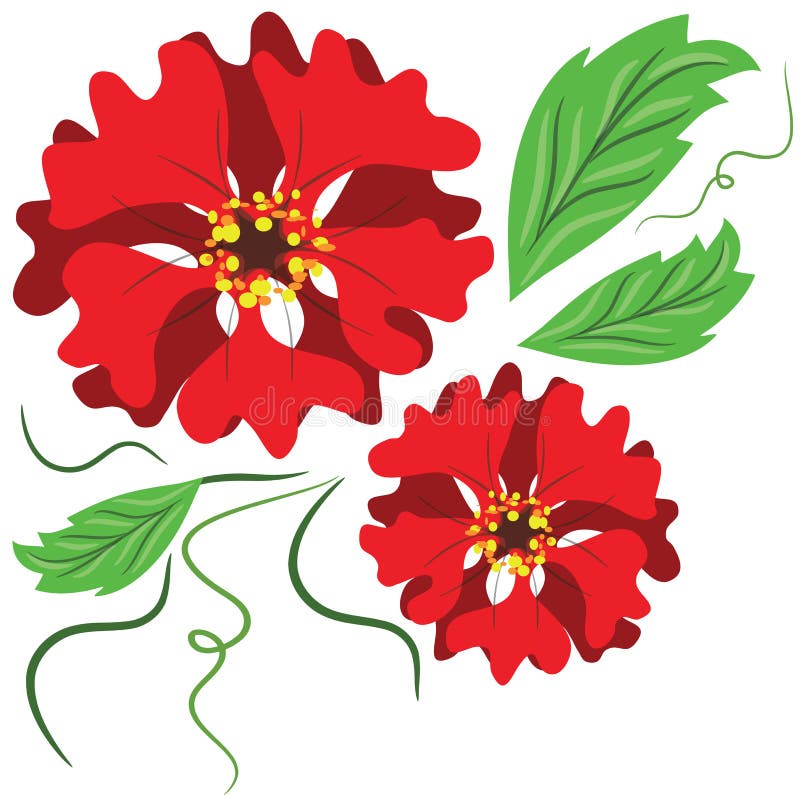 Red flowers. stock vector. Illustration of grows, flower - 25551155