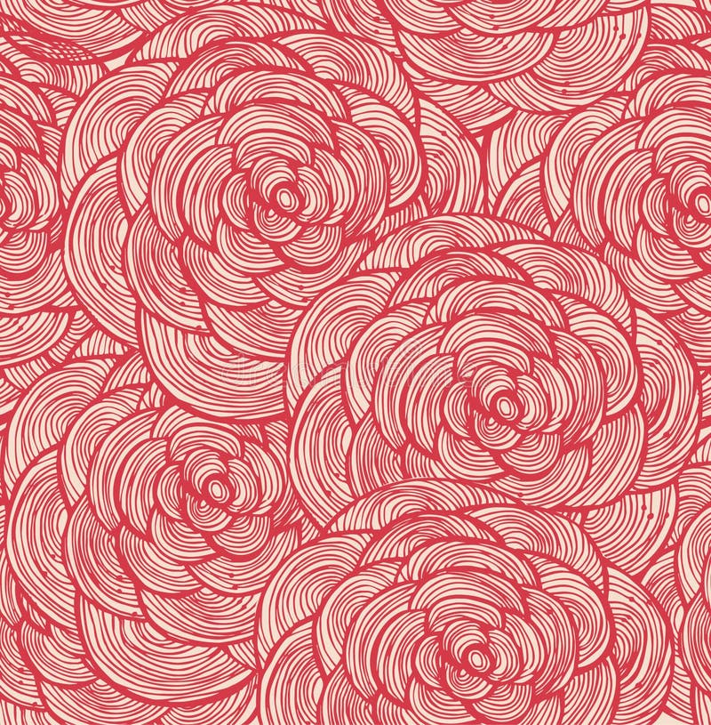 Seamless Pattern of Decorative Red Roses on a Striped Black and Stock ...