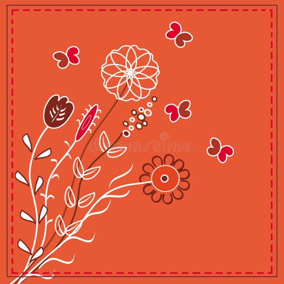 Red flowers card stock vector. Illustration of orange - 12186942