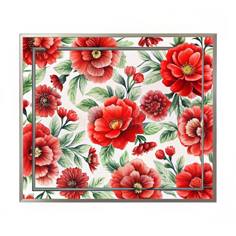 Red Flowers Rectangular Abstraction Stock Illustration - Illustration ...
