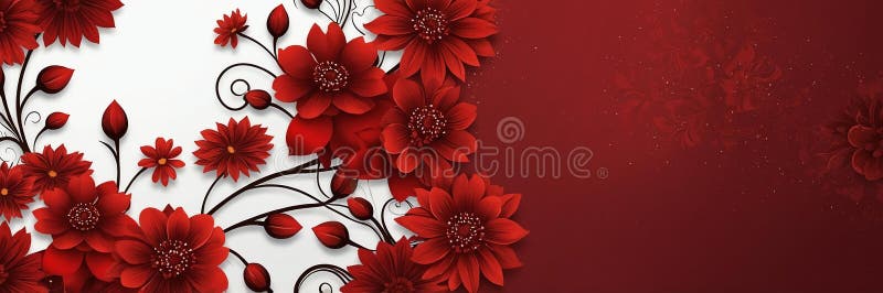 Red Flowers Theme Border and Red Ai Generated Stock Illustration ...