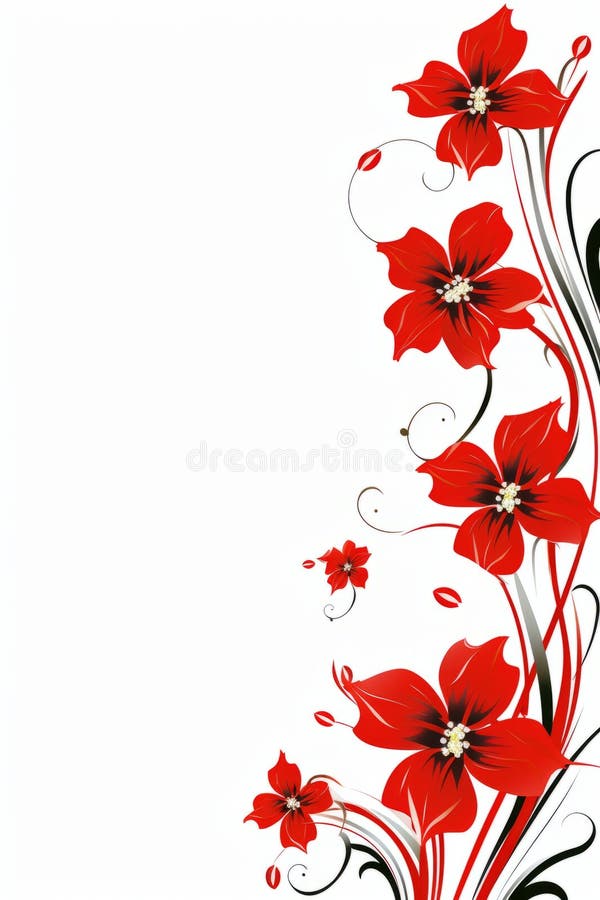 Red Flowers on a White Background Stock Illustration - Illustration of ...