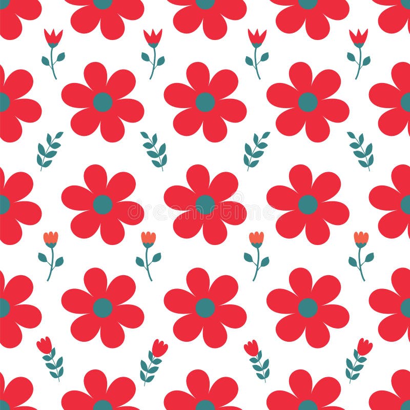 Simple White and Blue Daisy Design Repeat Pattern Stock Vector ...