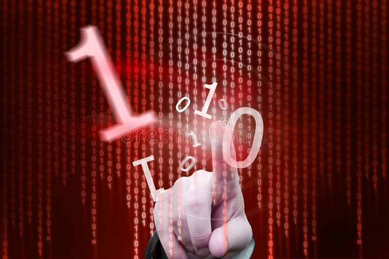 Binary Code Flowing Over Red Stock Illustrations – 3 Binary Code ...
