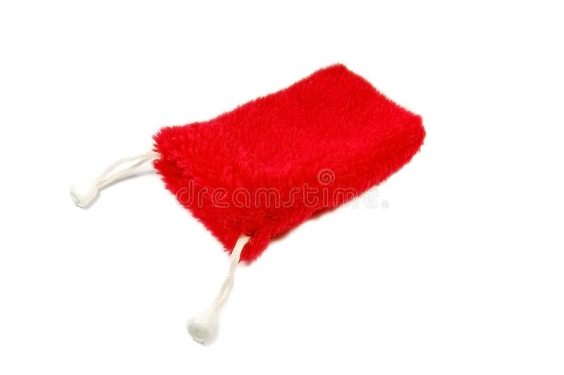 Red fluffy gift bag stock photo. Image of isolated, present - 12728624