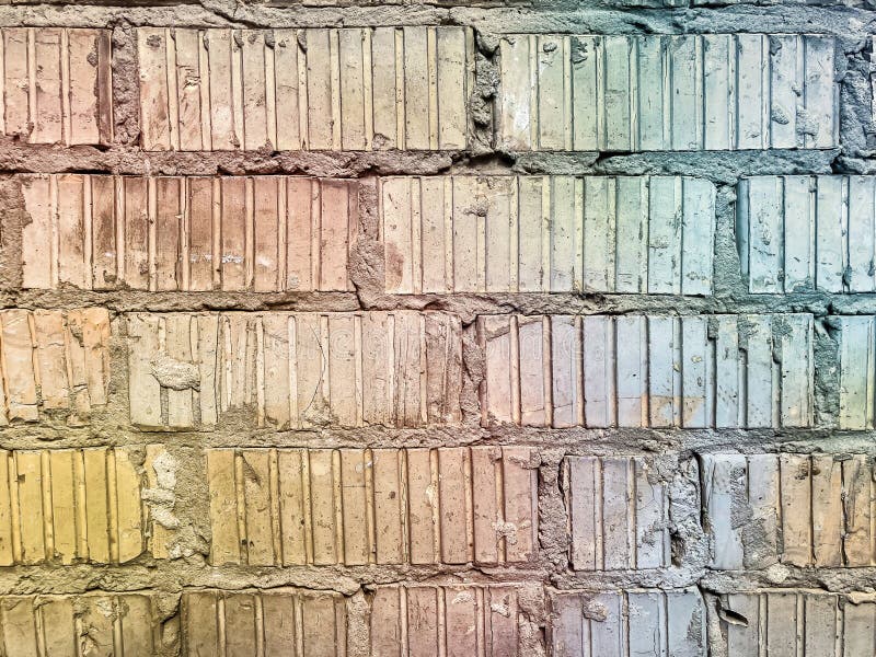 Texture of Red Corrugated Brick Wall with White Peeling Paint. B Stock ...