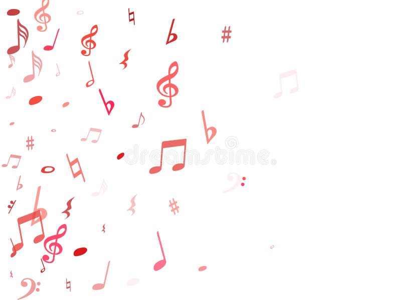 Red Flying Musical Notes Isolated on White Backdrop. Stock Vector ...