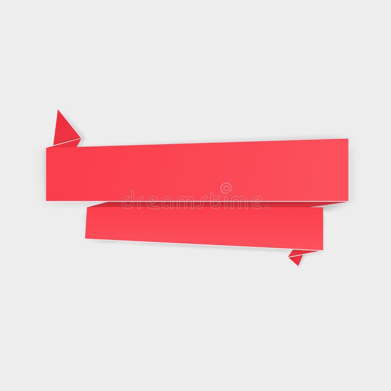 Red folded paper ribbon stock vector. Illustration of mark - 108498577