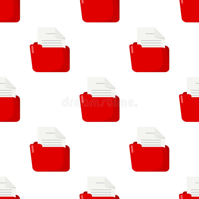 Red Folder And Document Seamless Pattern Stock Vector - Illustration of ...