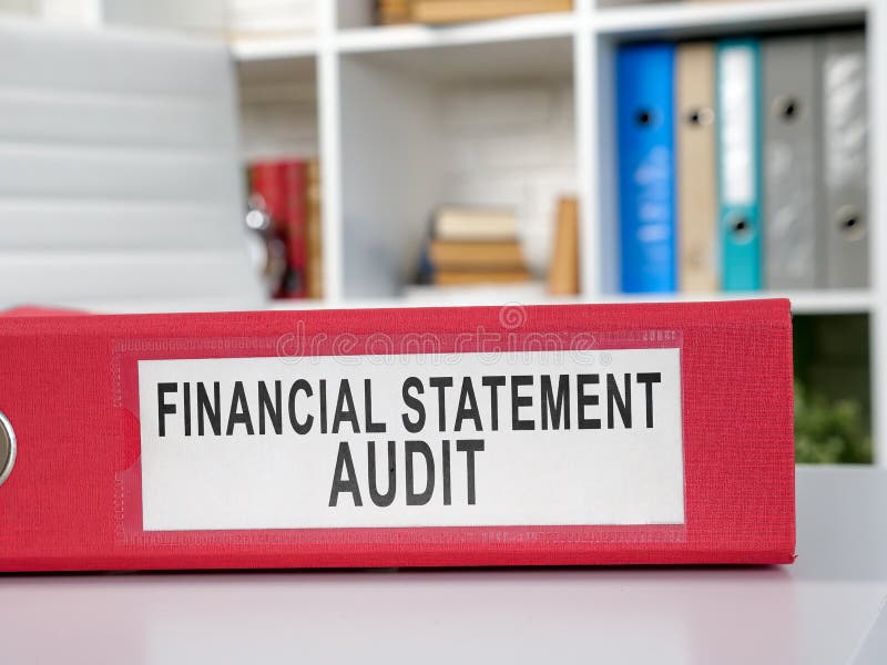 Red Folder Financial Statement Audit on the Desk. Stock Photo - Image ...