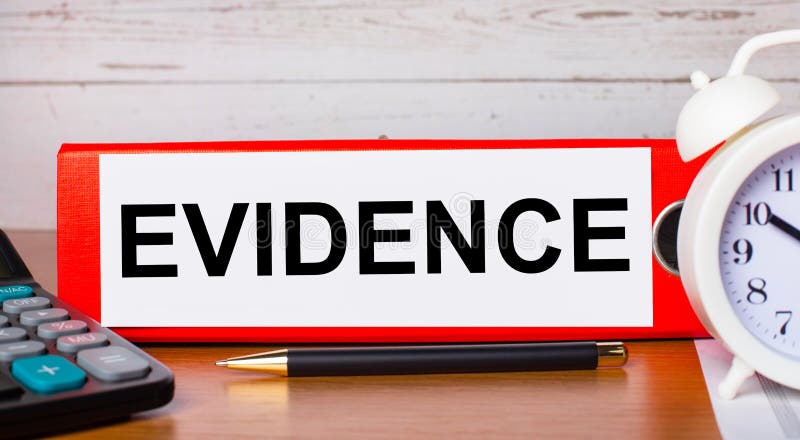 Red Folder for Papers with the Text EVIDENCE, White Alarm Clock ...