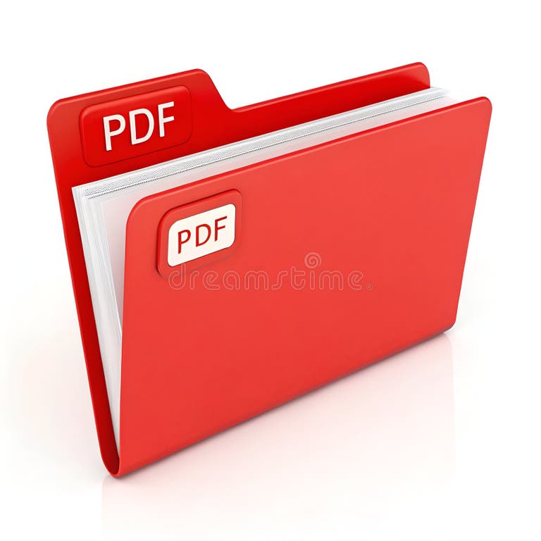 Red Folder with PDF Button stock illustration. Illustration of paper - 356417474