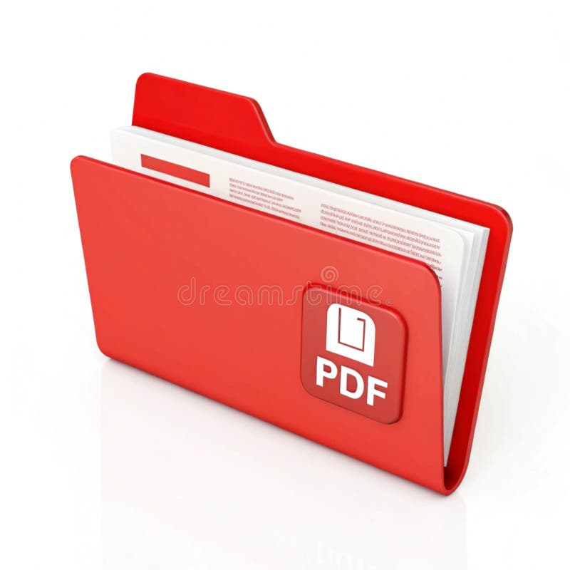 Red Folder with PDF Button stock illustration. Illustration of paper - 356417474