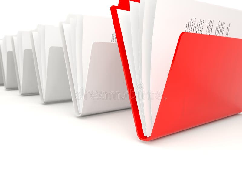 Red folder in a row stock illustration. Illustration of file - 64014313