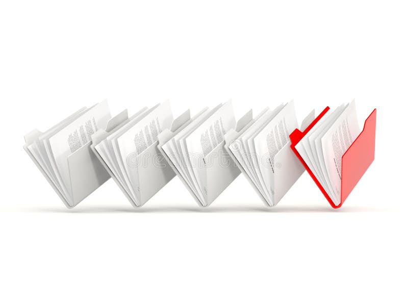 Red folder in a row stock illustration. Illustration of white - 64014360