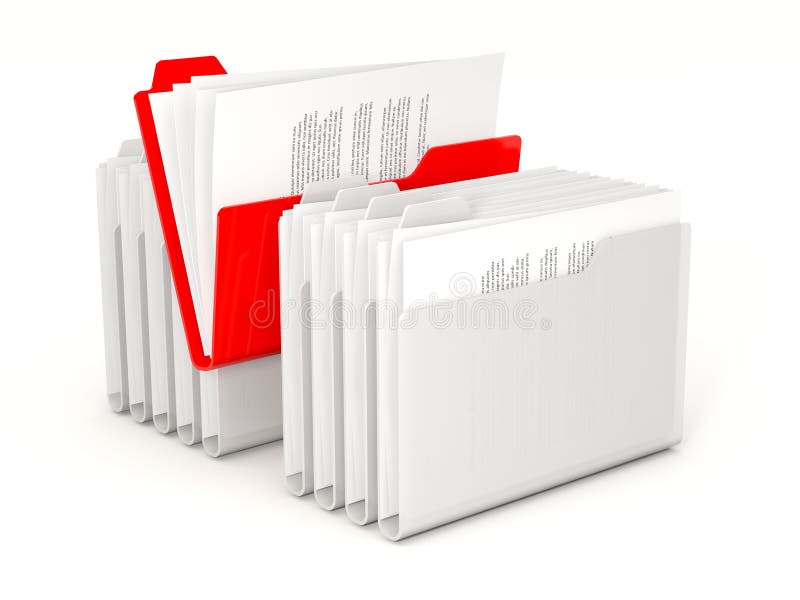 Red Folder in a Row on White Stock Illustration - Illustration of note ...