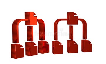 Red Folder Tree Icon Isolated on Transparent Background. Computer Network File Folder ...