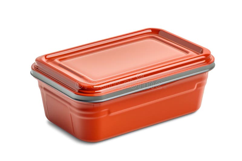 Red Food Container with Lid on White Background Stock Image ...