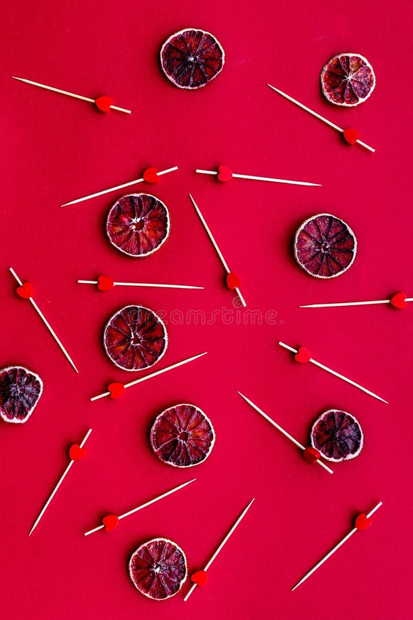 Red Food Set with Grape-fruit for Restaurant Menu Top View Pattern ...