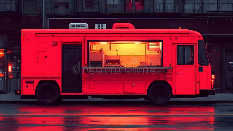Red Food Truck Illustration Stock Illustration - Illustration of truck ...