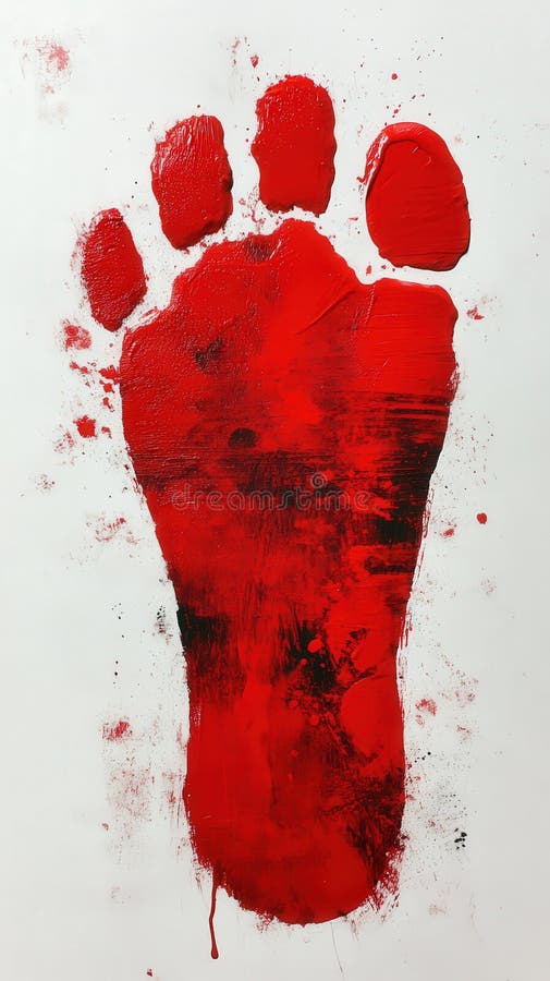 Red Foot Impression on White Textured Background Stock Photo - Image of ...