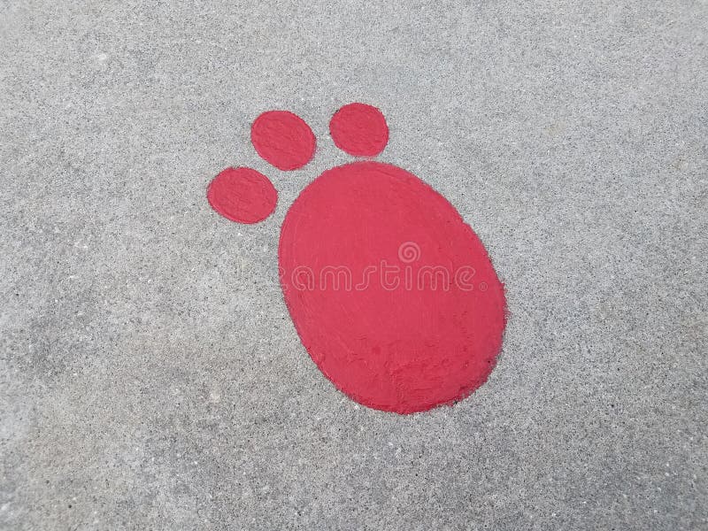 Red Foot Print on Grey Cement or Pavement Stock Image - Image of grey ...