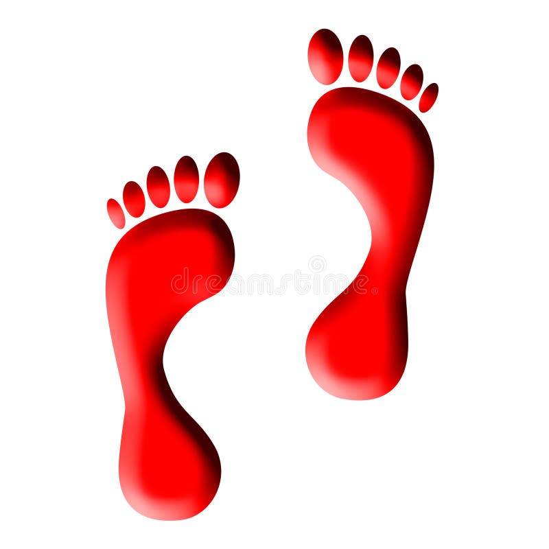 Red Footprint in Front of White Background, Illustration Stock ...