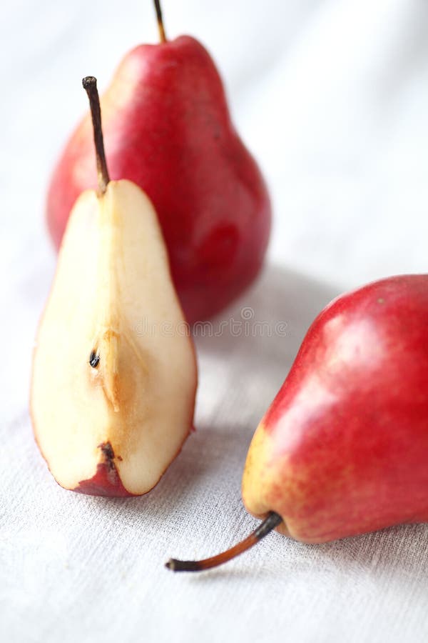 Red Forelle pears, one cut stock image. Image of healthy - 41879213