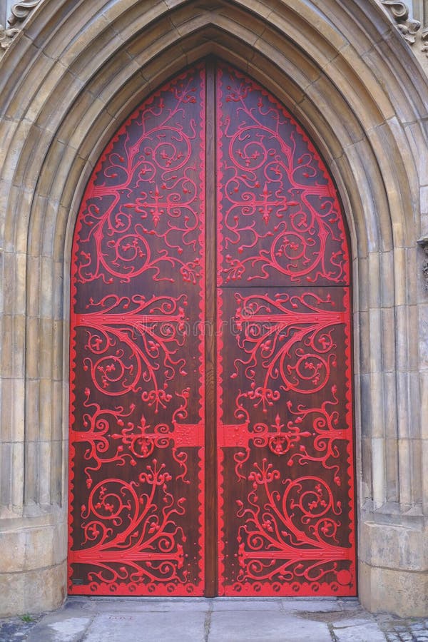 Red forging on the gate stock photo. Image of gate, architectural ...