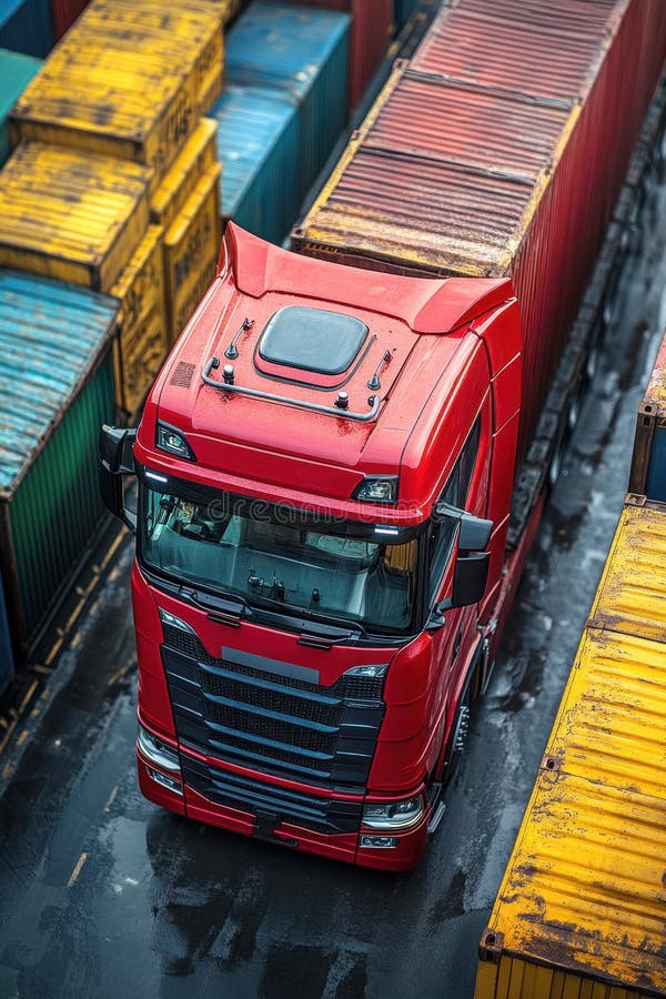 Red Forklift in Action at Modern Warehouse Interior Stock Illustration ...
