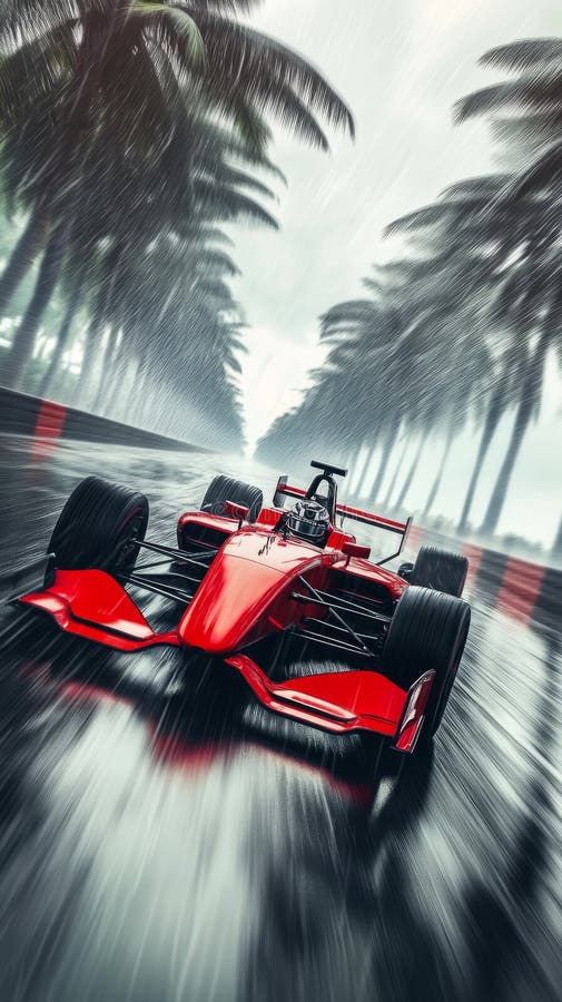 Red Formula 1 Car on a Track. Generative AI. Stock Illustration ...