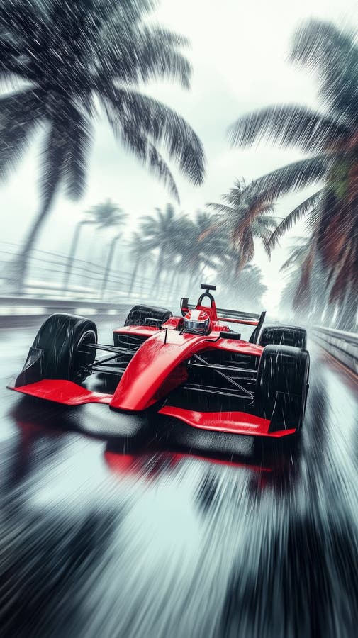 Red Formula 1 Car on a Track. Generative AI. Stock Illustration ...