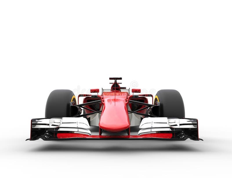 Red Formula One Car - Front View Extreme Closeup Stock Image - Image of ...
