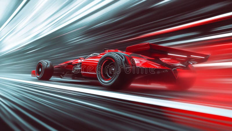 Red Formula One Car Speeding on the Track. Generative AI Stock ...