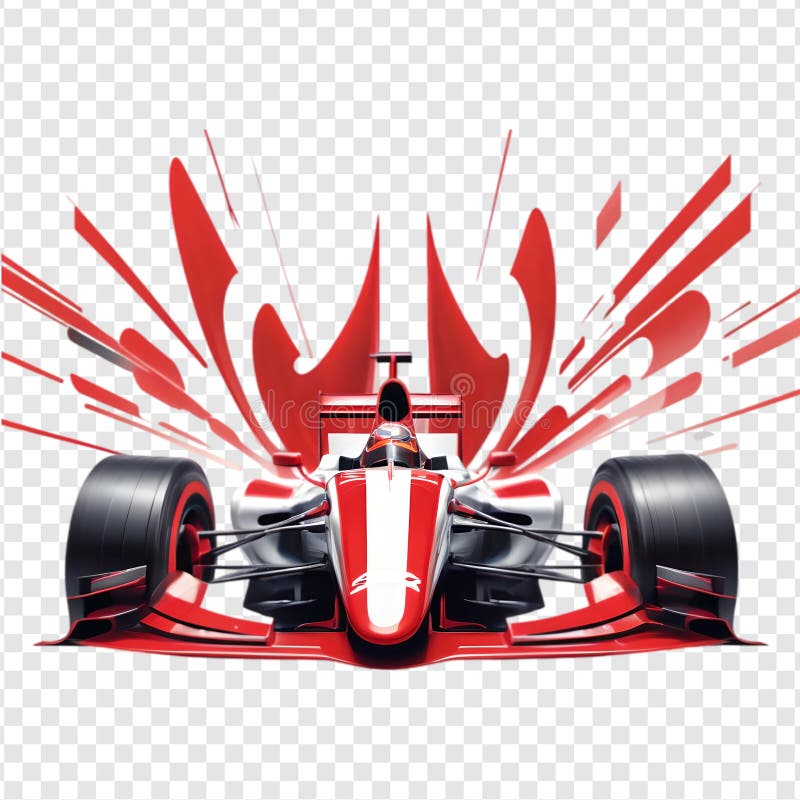 Red Formula One Racing Car with Dynamic Splash Effect on Transparent ...