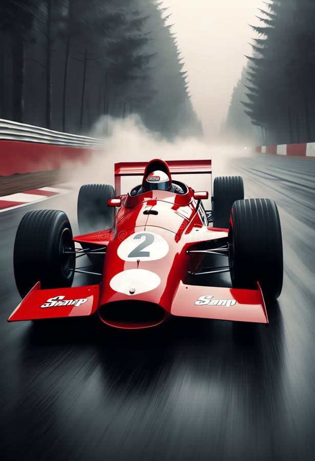 Red Formula Race Car Speeding on Track Stock Illustration ...